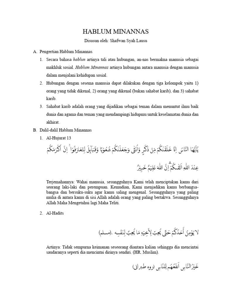 Hablum Minannas: Hubungan Sosial Manusia | PDF | Agama & Spiritualitas