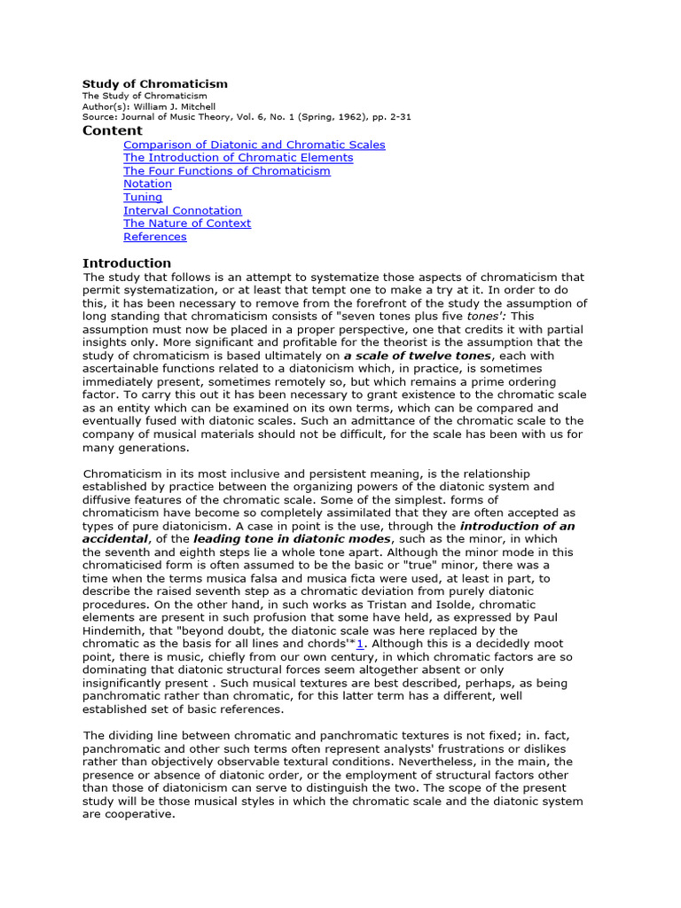 The Study of Chromaticism | PDF | Interval (Music) | Scale (Music)