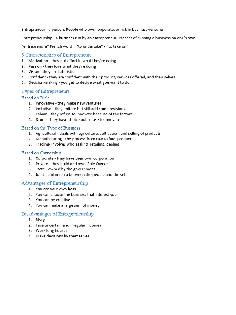 Grade 12 Entrepreneurship Reviever | PDF