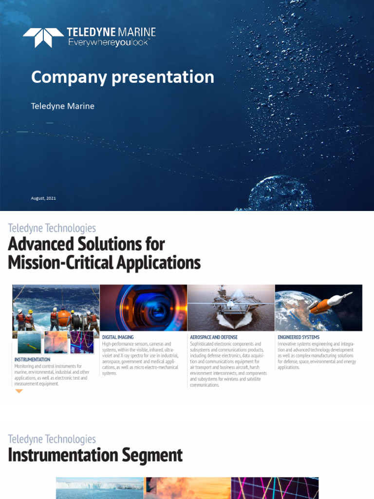 Teledyne Marine Products & Solutions Overview | PDF | Oceanography | Equipment