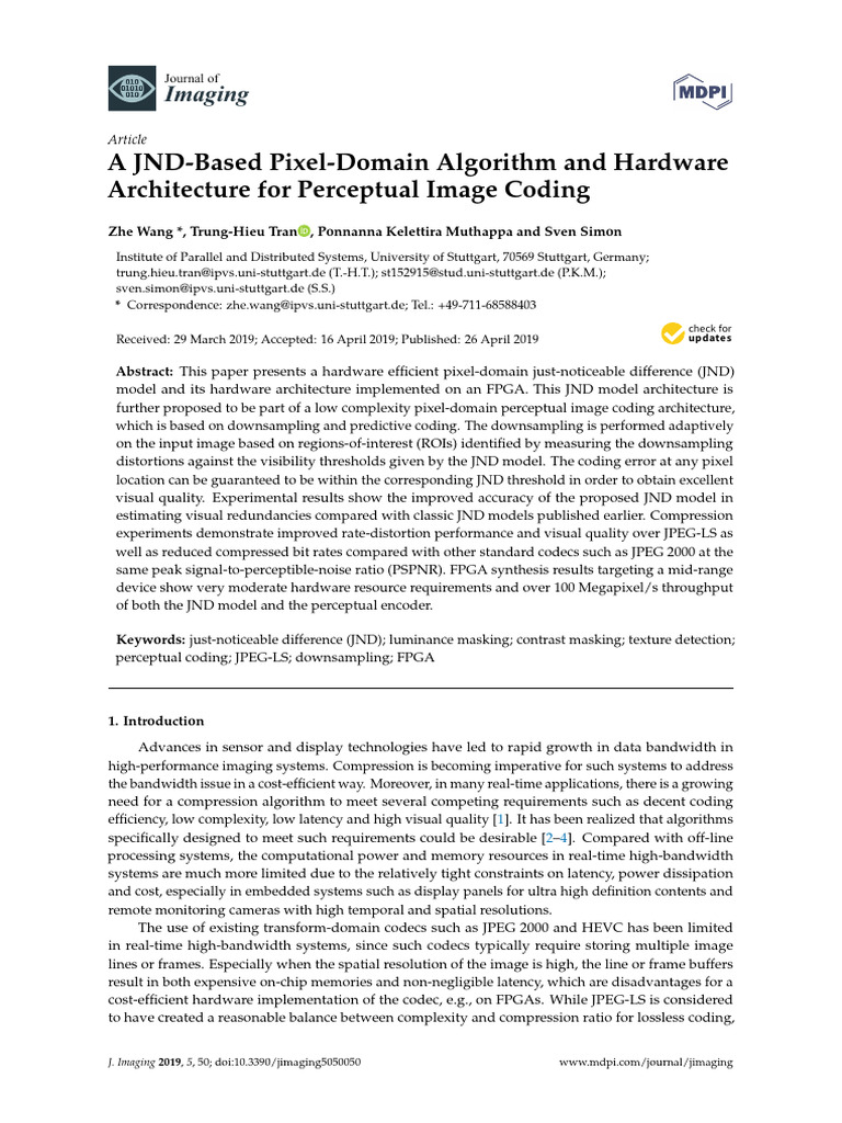 A JND-Based Pixel-Domain Algorithm and Hardware Architecture For Perceptual Image Coding | PDF ...