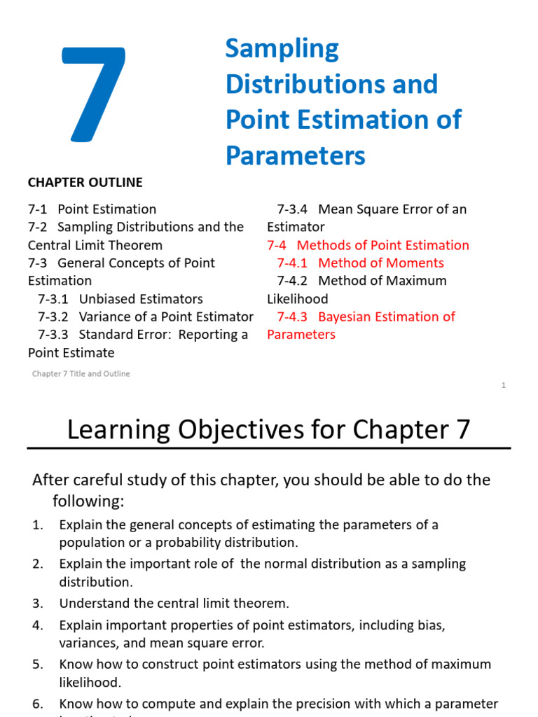 7 - Sampling Distributions & Point Estimation of Parameters | PDF | Estimator | Bias Of An Estimator