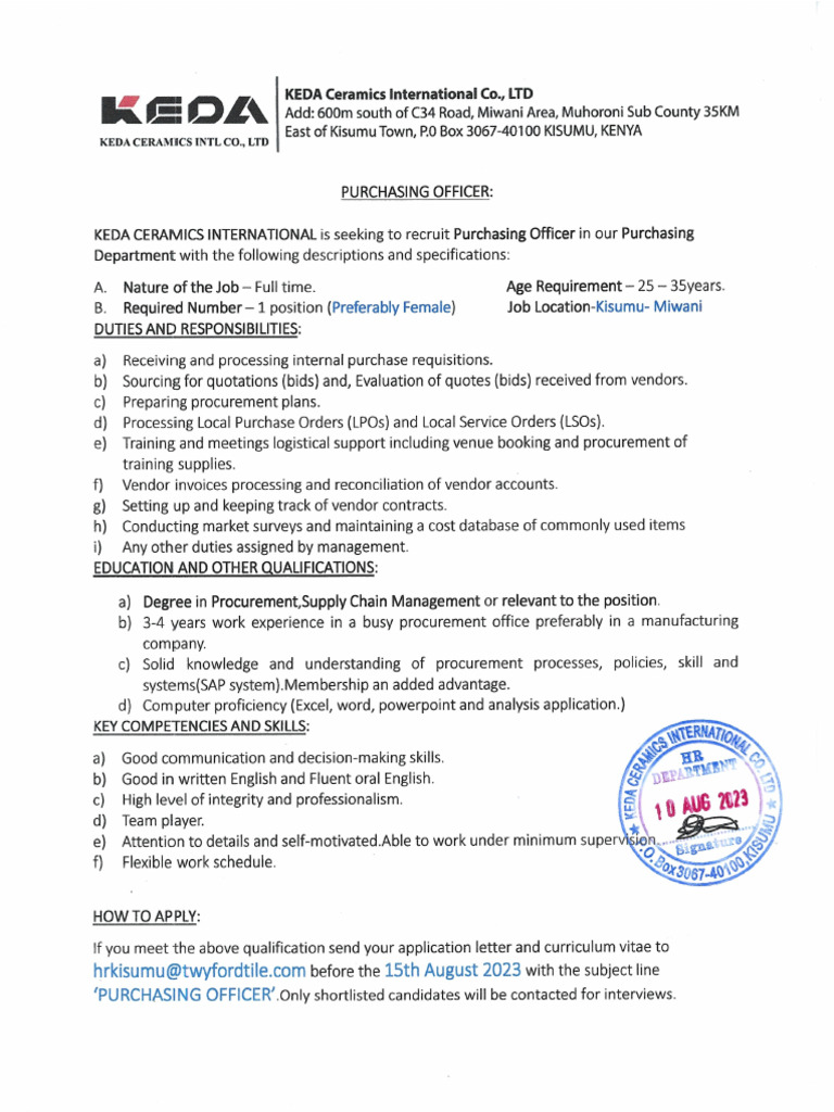 Purchasing Officer | PDF