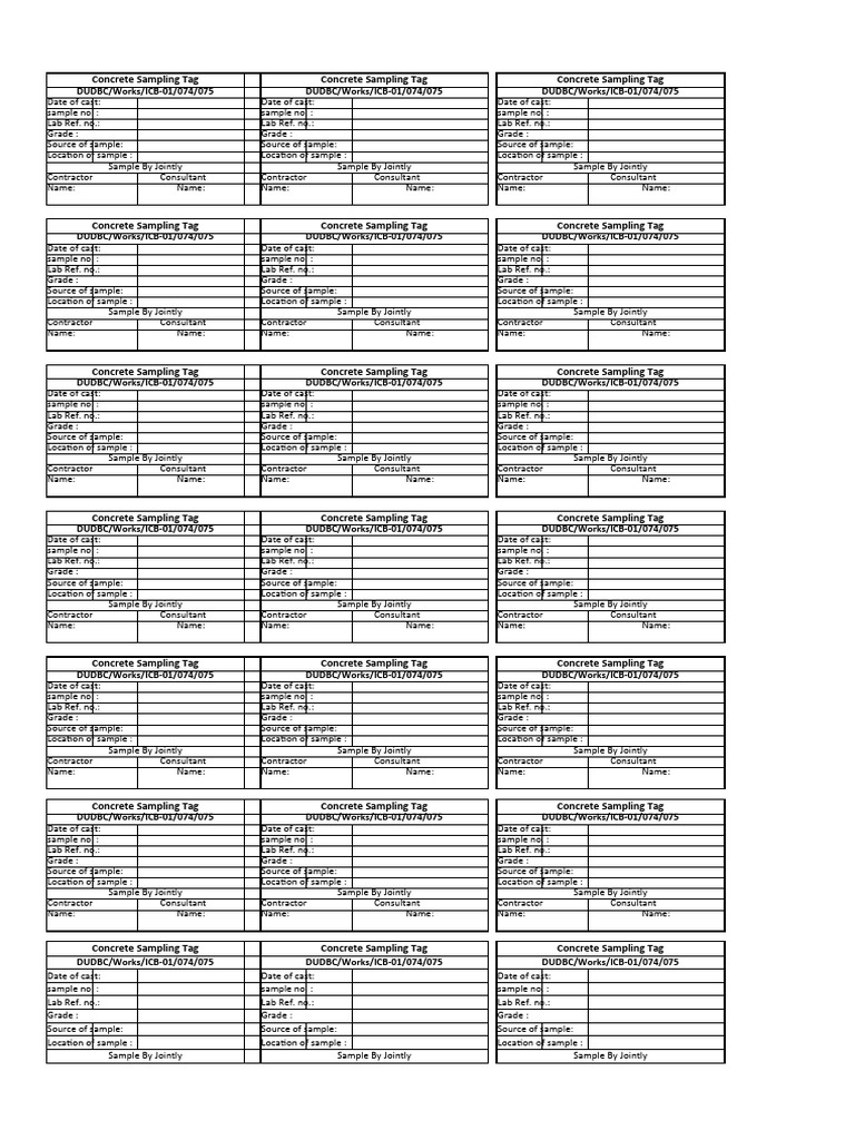 Sampling Tag | PDF | Concrete | Structural Engineering