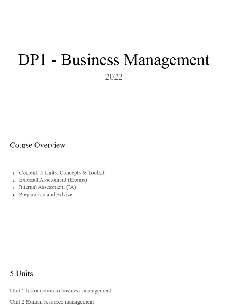 DP1 - Business Management Overview | PDF | Concept | Theory