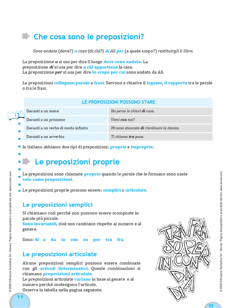 1 Le Preposizioni | PDF