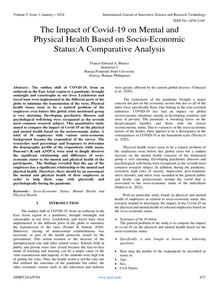 The Impact of Covid-19 On Mental and Physical Health Based On Socio ... The Impact of Covid-19 On Mental and Physical Health Based On Socio ...
