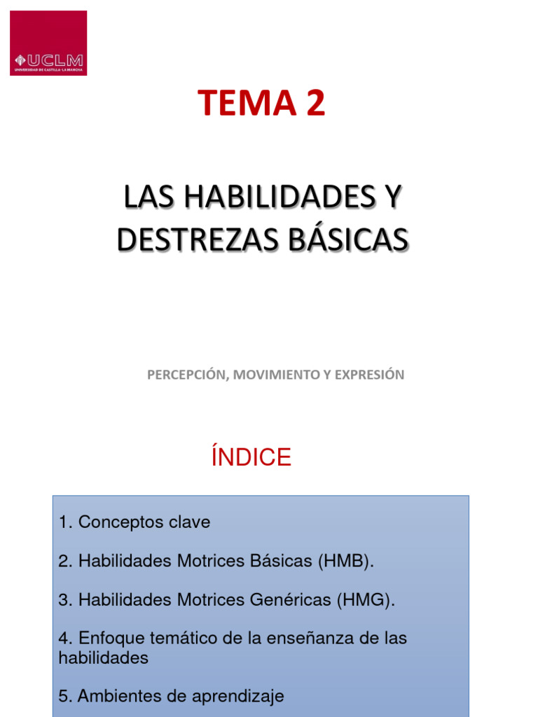 Tema 2. Las Habilidades y Destrezas Básicas | PDF | Aprendizaje | Eje