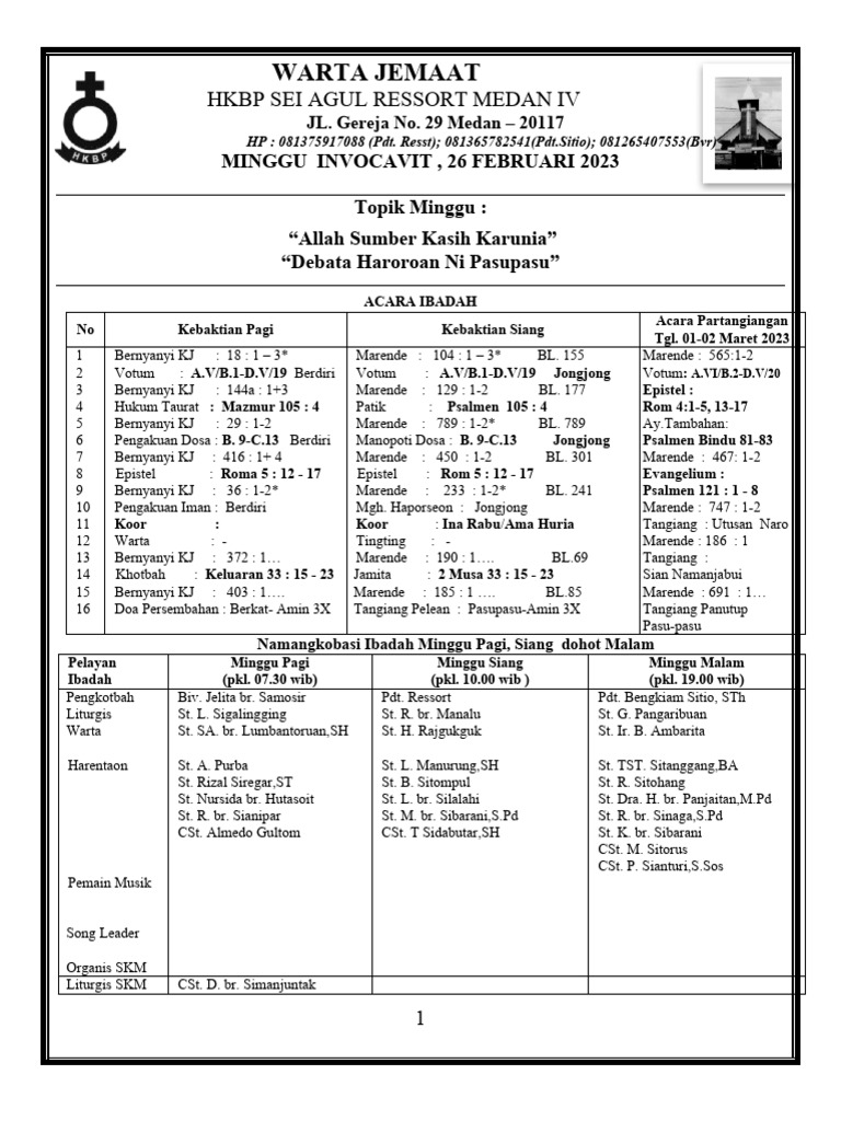 Berta Acara Atau Tatatertib /WARTA JEMAAT 26 FEBRUARI 2023 (FIx) | PDF