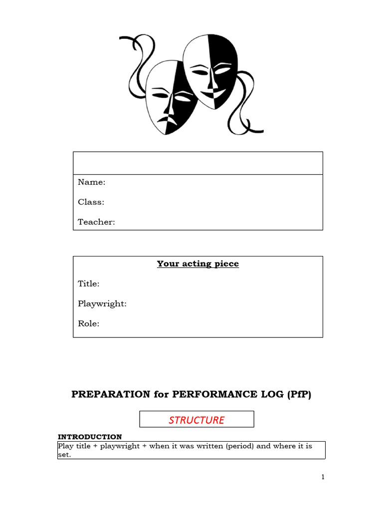 National 5 Drama Performance Log Guide | PDF | Stress (Linguistics ...