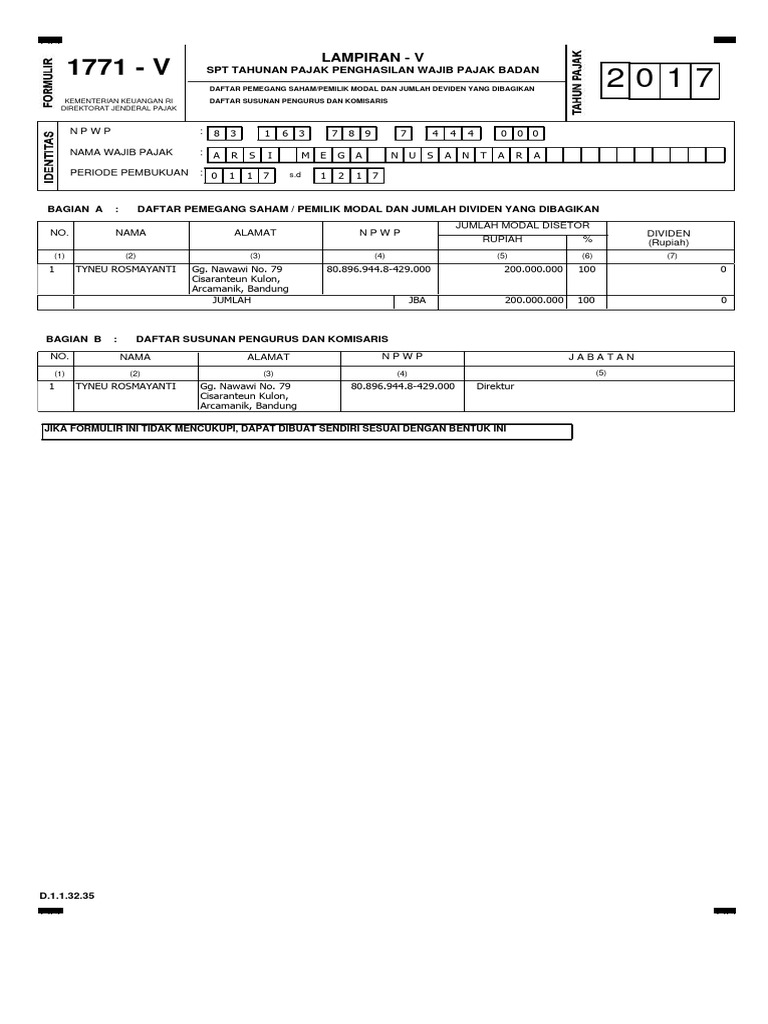 Daftar Pemegang Saham & Dividen | PDF