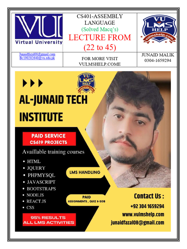 CS401 Assembly Language Solved MCQs | PDF | Process (Computing ...