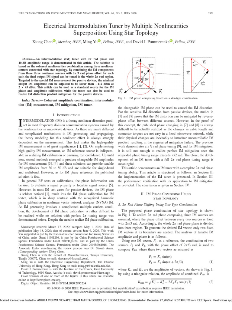 Electrical Intermodulation Tuner by Multiple Nonlinearities Superposition Using Star Topology ...