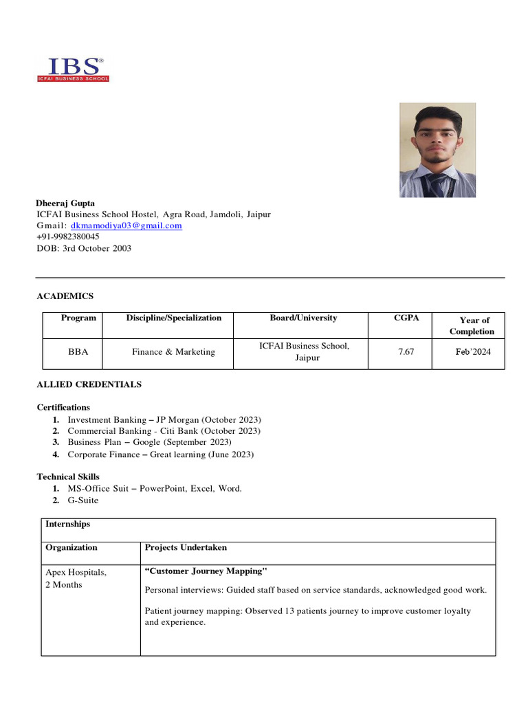 Resume Dheeraj Gupta | PDF | Business | Economies