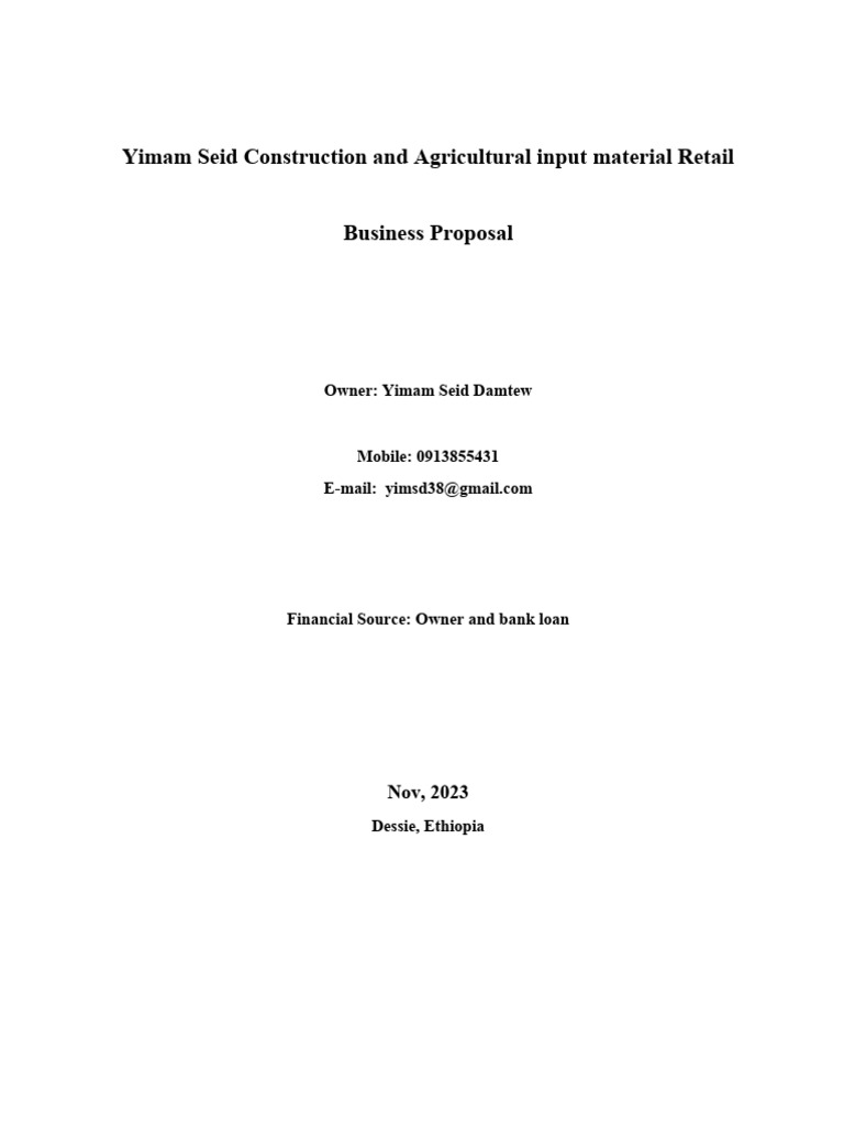 Yimam Seid's Construction Business Plan | PDF | Expense | Internal Rate ...