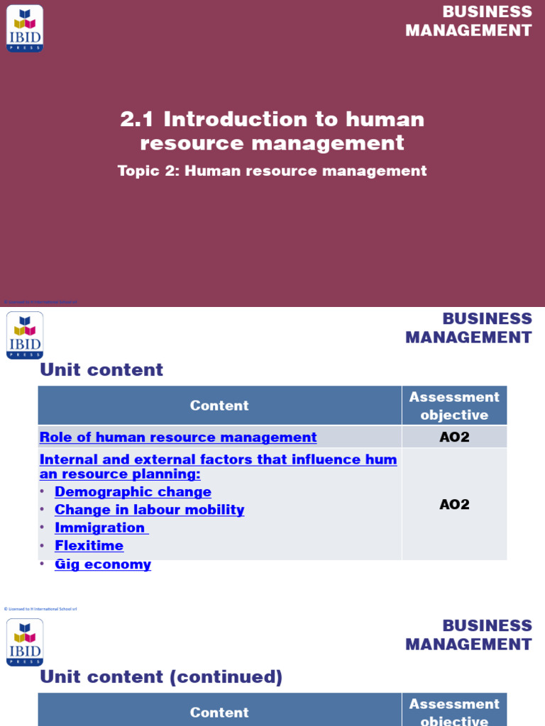 BM 5th Edition Powerpoint Set Unit 2 - H International School SRL | PDF ...