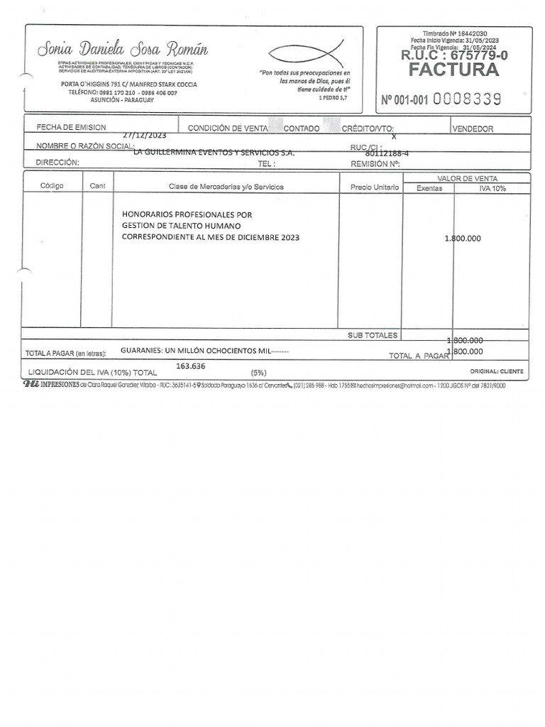 Factura Guillermina | PDF