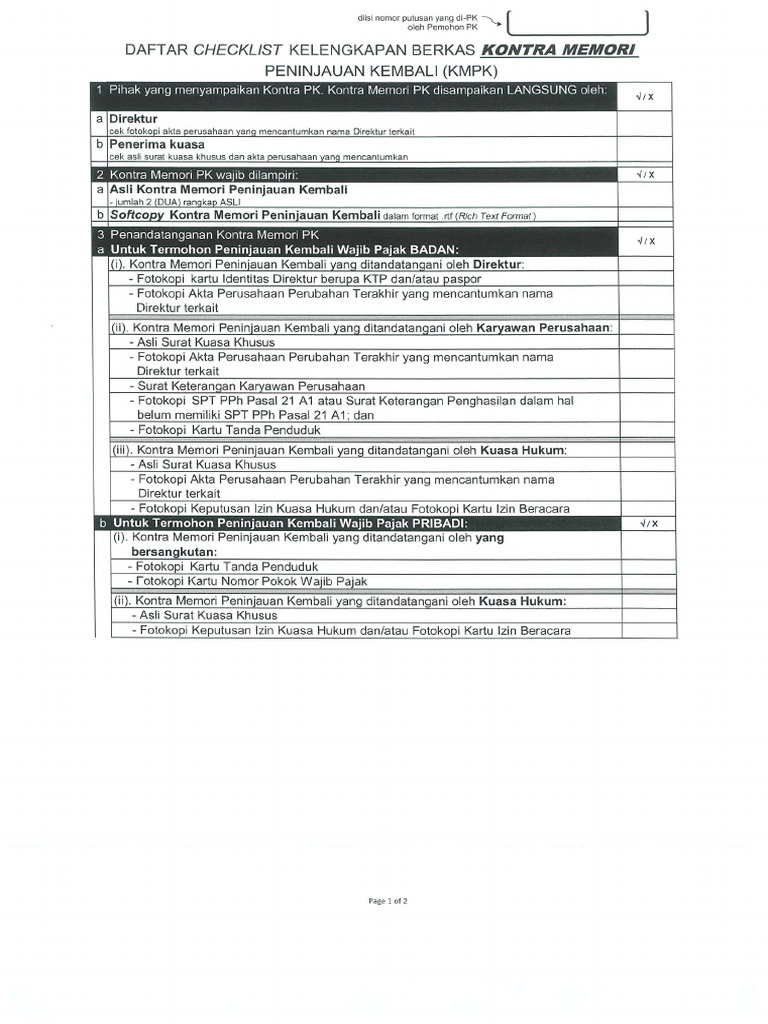 Ceklist KMPK | PDF