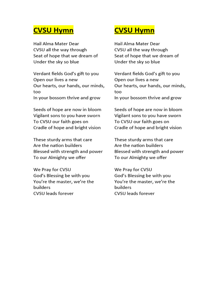 CVSU Hymn | PDF