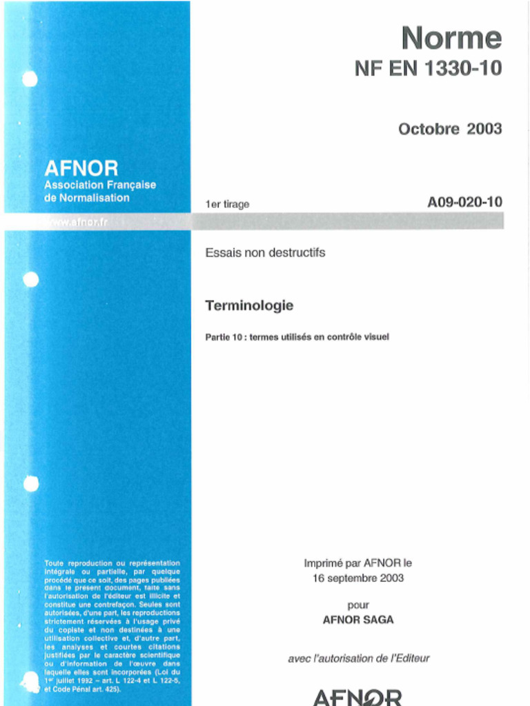 NF EN 1330-10 Ed. 10-2003 | PDF