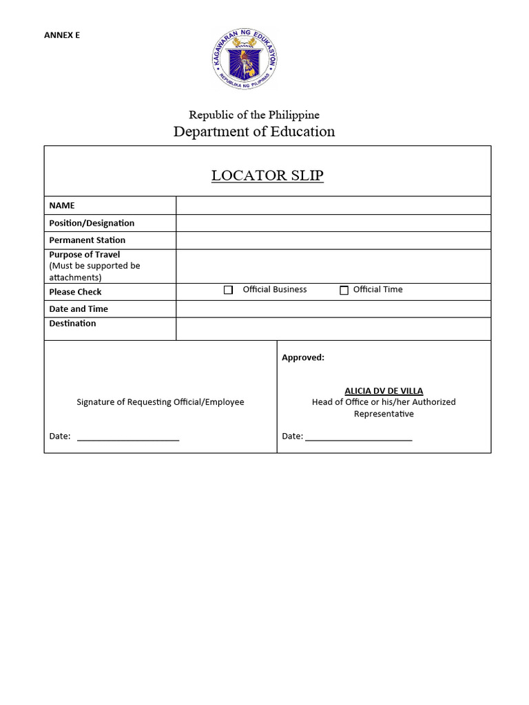 Locator Slip for Official Travel | PDF