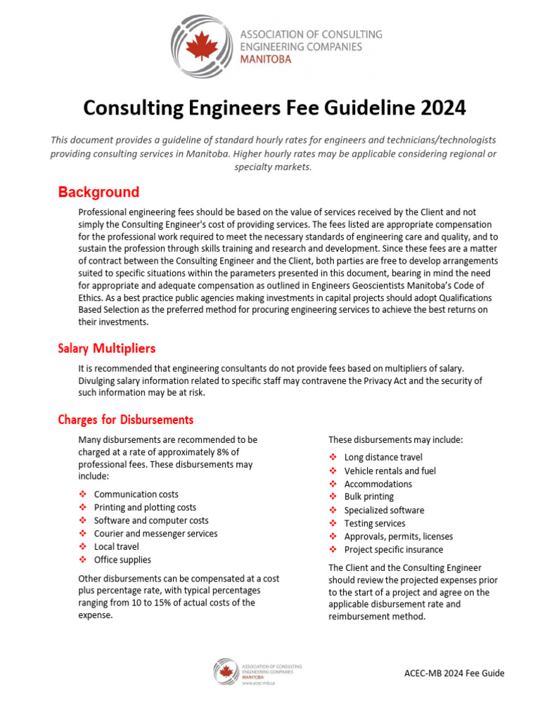 Consulting Engineers Fee Guideline 2024 | PDF | Engineer | Consultant