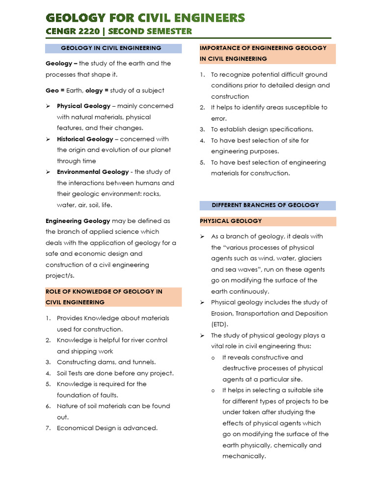 Geology For Civil Engineers (Prelims) | PDF | Plate Tectonics | Earthquakes