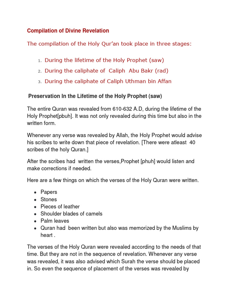 Compilation of The Holy Quran | PDF | Quran | Islam