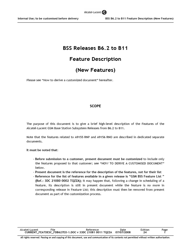 ALU BSS B6 To B11 Feature Description | PDF | Computer Network ...