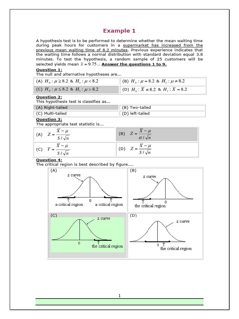 Examples-Ch9 1 | PDF | Statistical Hypothesis Testing | Statistical ...