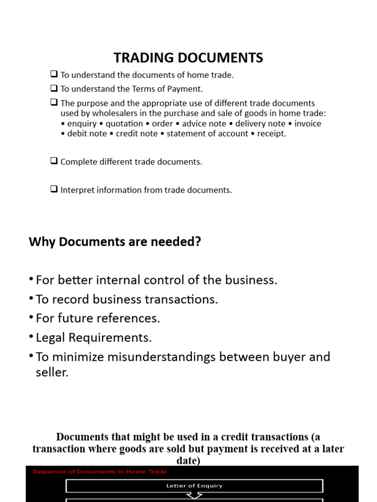 Trade Documents Year 9 | PDF | Payments | Invoice