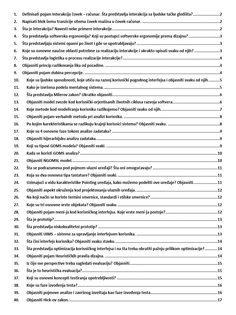 Esejska Pitanja Za Zavrsni Ispit - Odgovori | PDF