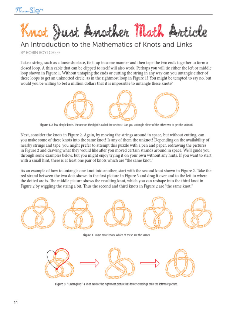 Intro To The Math of Knots - Links - Koytcheff | PDF | Mathematics ...