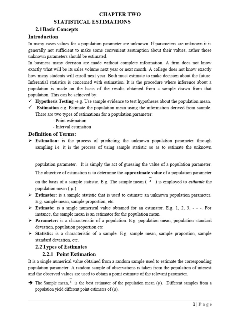 BS - CH II Estimation | PDF | Estimator | Standard Deviation