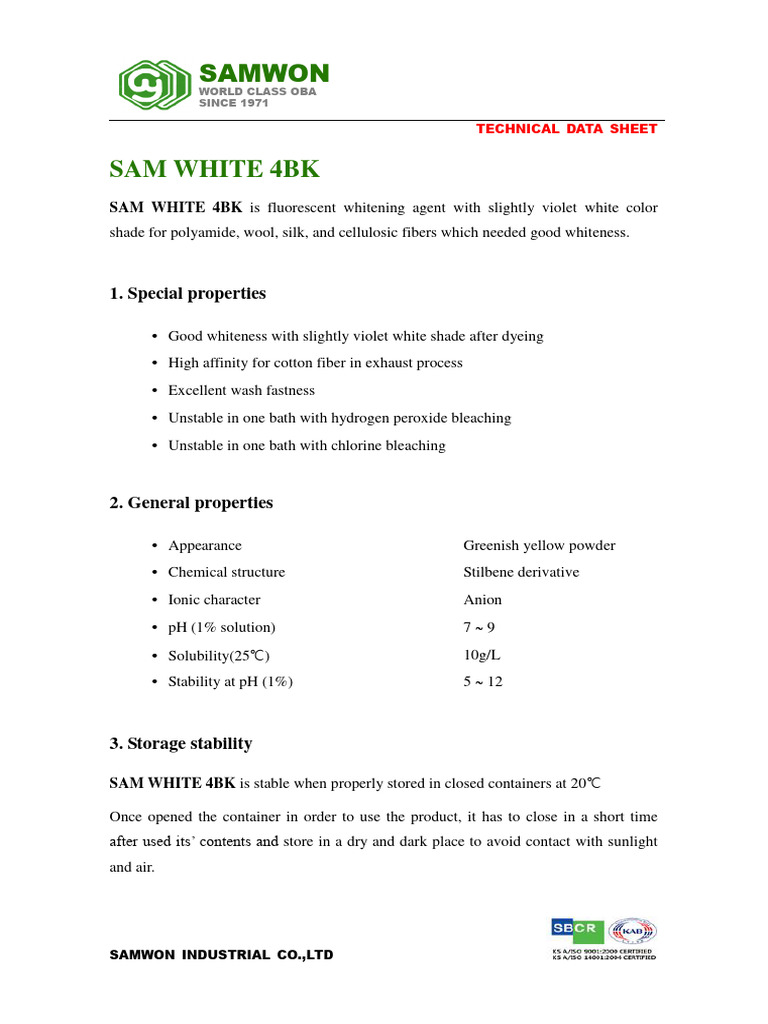 Sam White 4bk (TDS) | PDF | Bleach | Dyeing