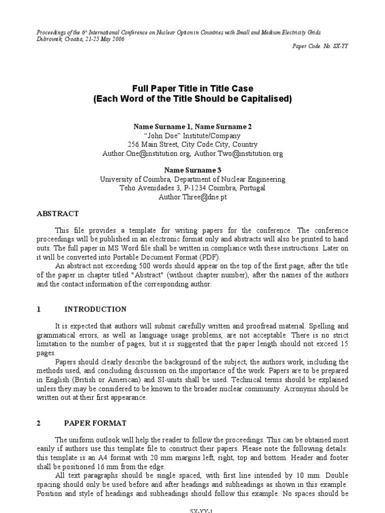 Full Paper Title in Title Case (Each Word of The Title Should Be ...