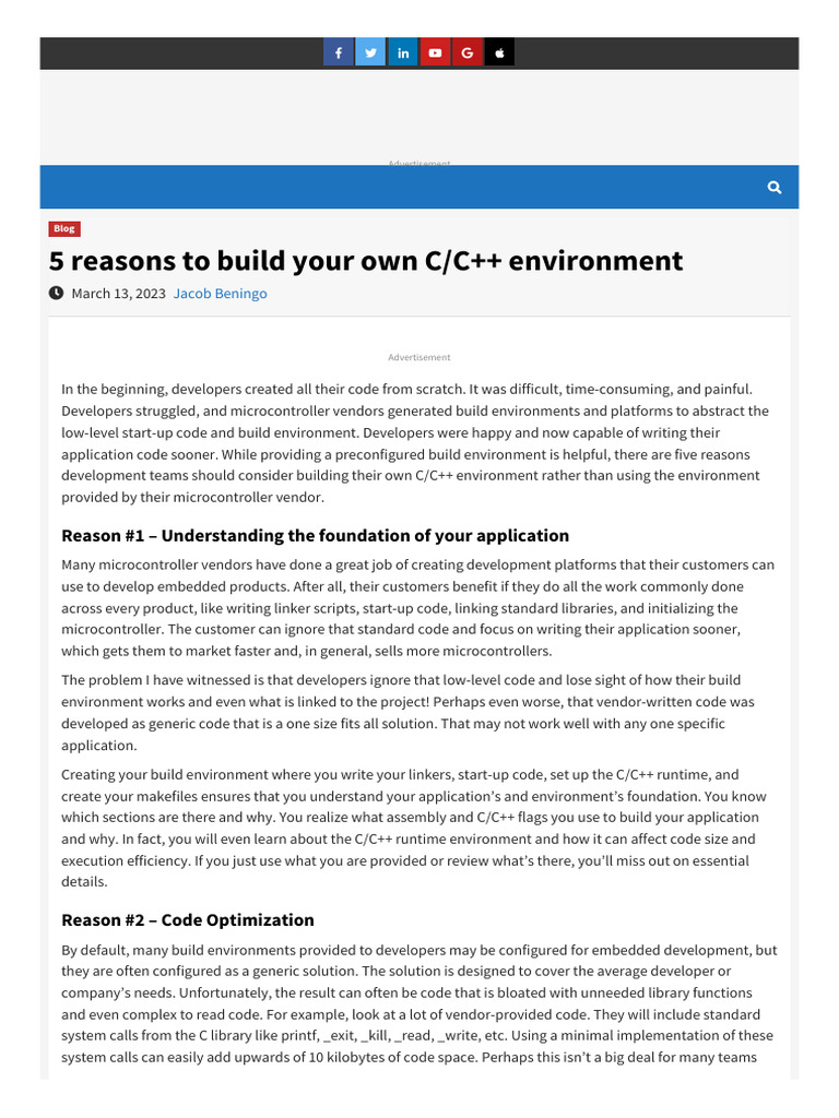 5 Reasons To Build Your Own C - C++ Environment - Jacob Beningo ...