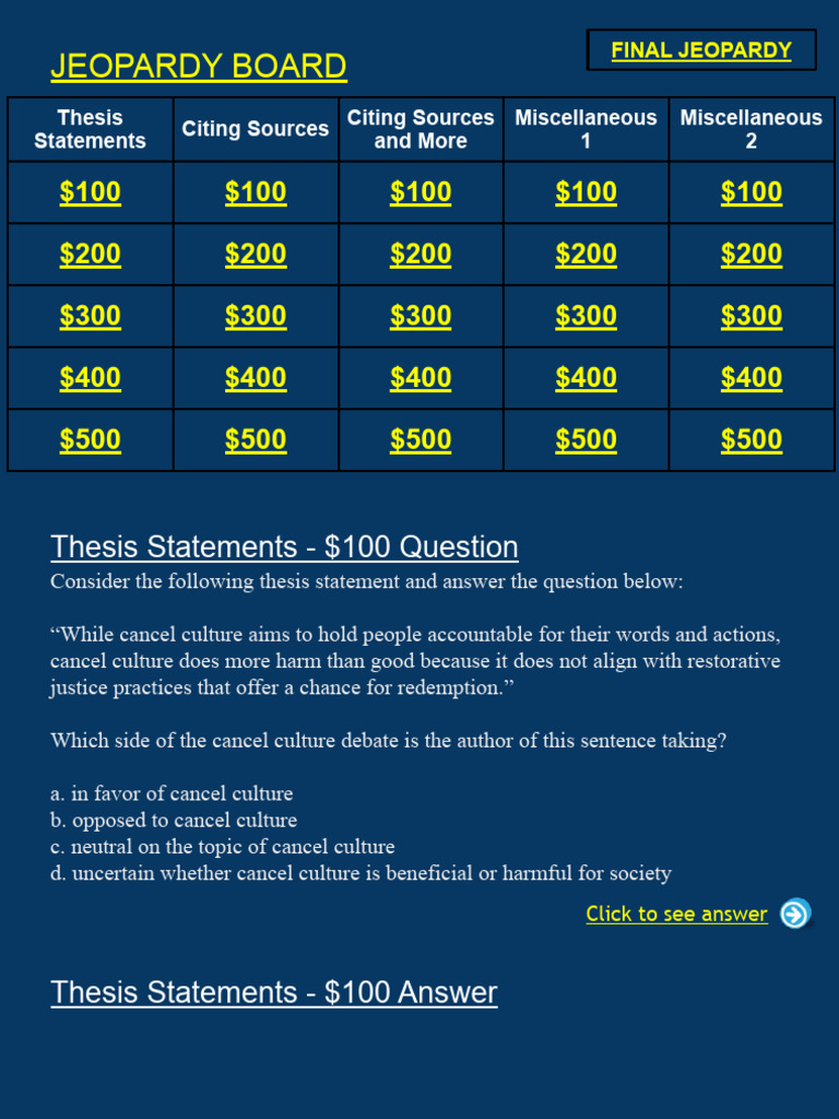 Jeopardy | PDF | Social Media | Popular Culture & Media Studies
