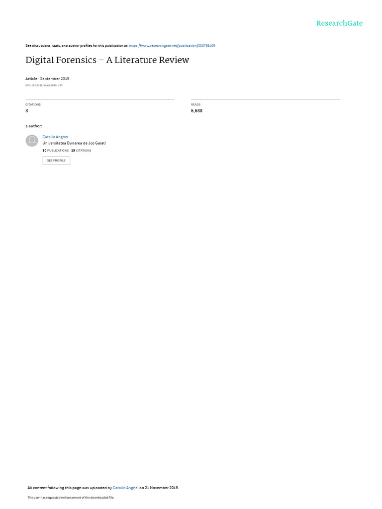 Digital Forensics - A Literature Review: September 2019 | PDF ...