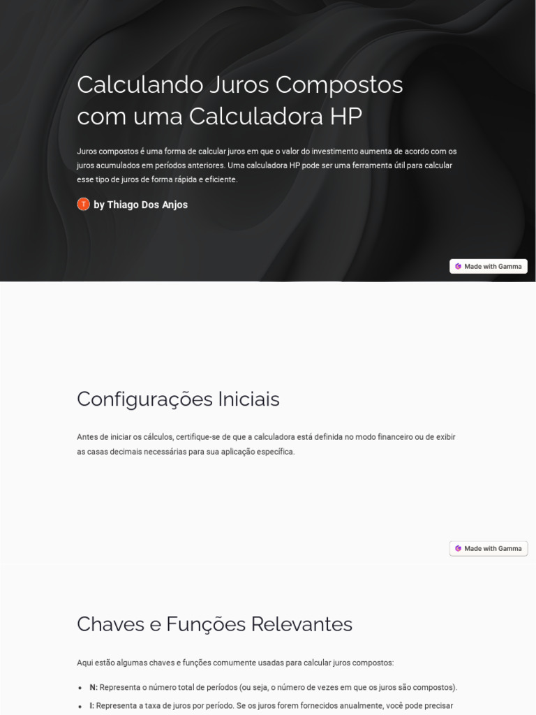 Calculando Juros Compostos Com Uma Calculadora HP | PDF | Juros | Economias