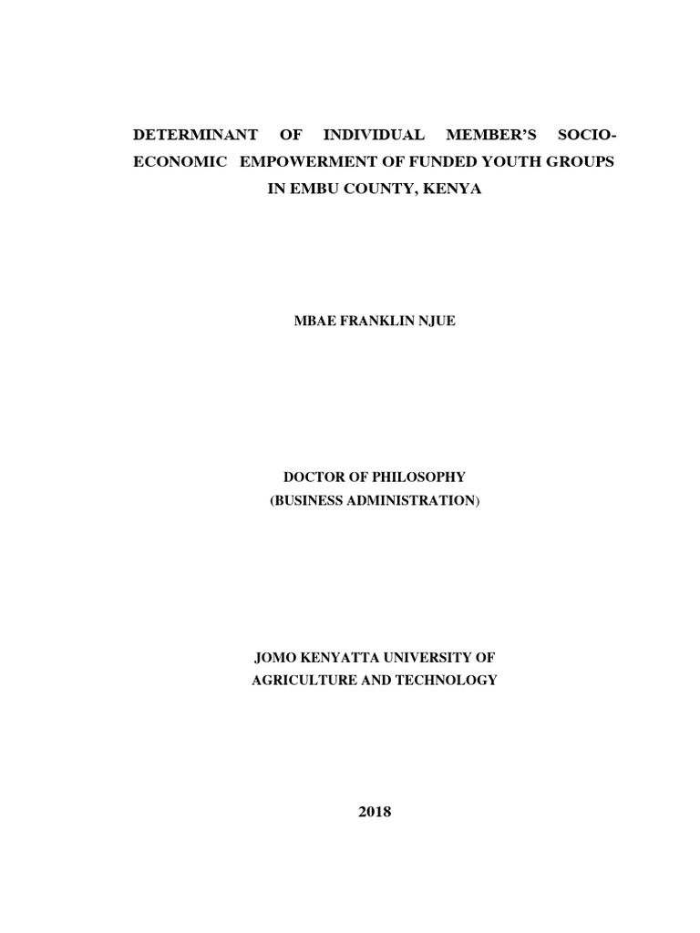 Mbae's Thesis Final. Community Dev | PDF | Microfinance | Poverty