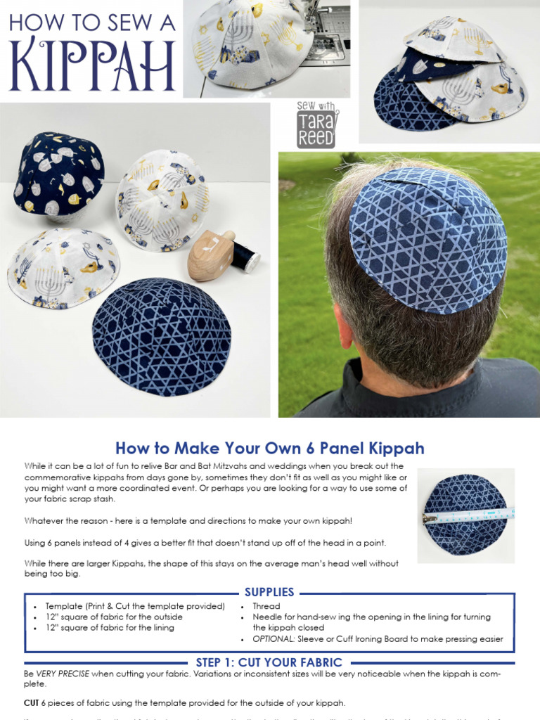 FREE PATTERN - How To Sew Your Own Kippah or Yamulke by Tara Reed | PDF ...