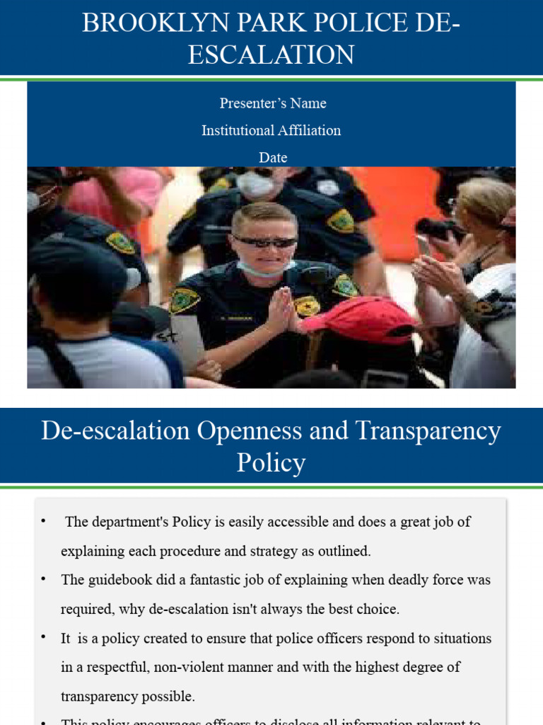 Brooklyn Park Police De-Escalation Policy | PDF | National Security ...
