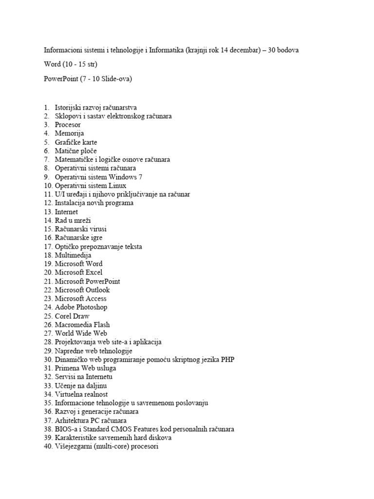 Informacioni Sistemi I Tehnologije | PDF