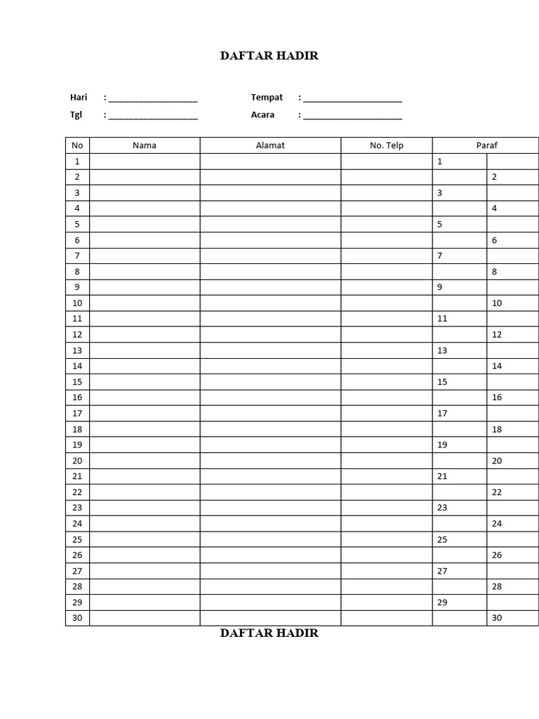 Format Absen Event | PDF
