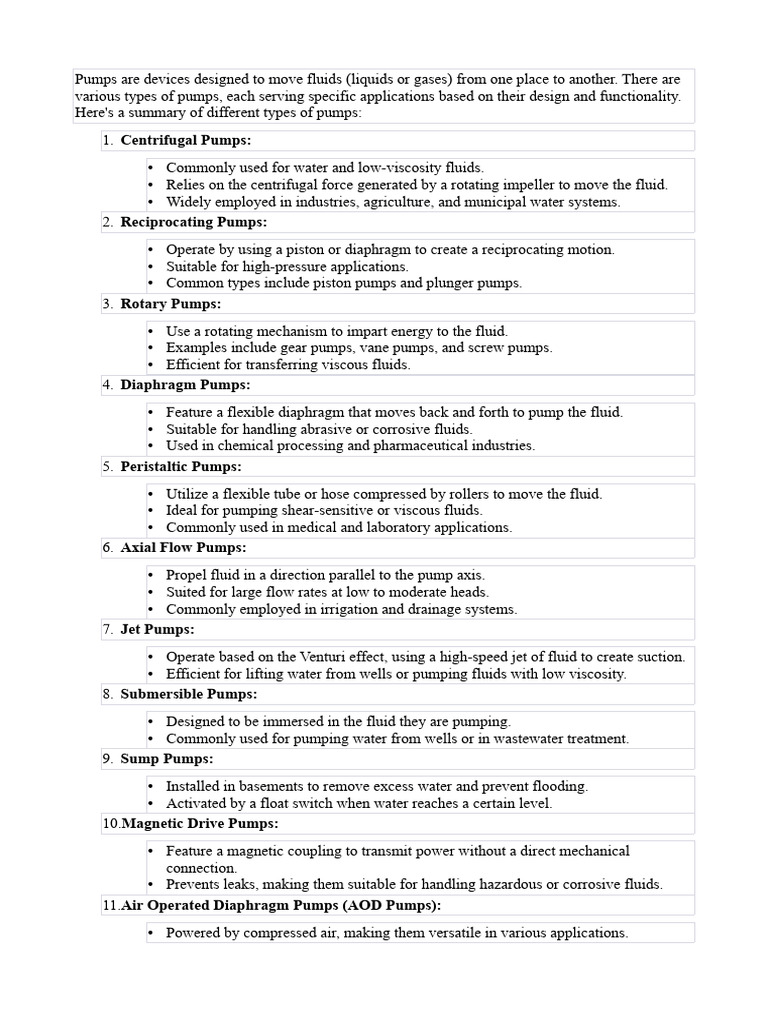 Pumps Notes From Presentation 21-1-24 | PDF | Pump | Gas Technologies