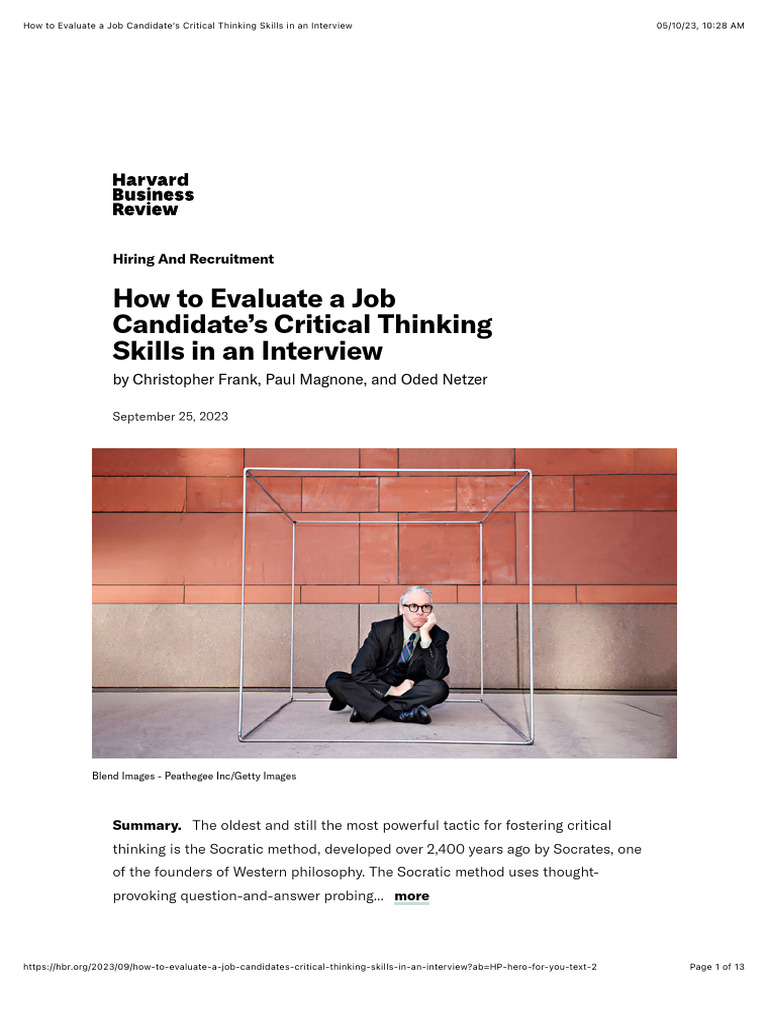 How To Evaluate A Job Candidate's Critical Thinking Skills in An ...