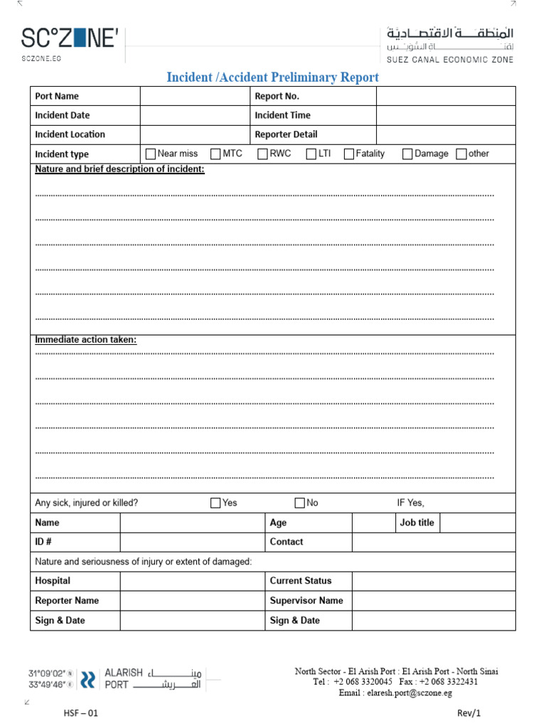 El Arish Port Incident Report Form | PDF