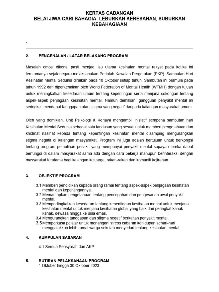 Kertas Kerja Mental Health | PDF | Pengembangan Diri