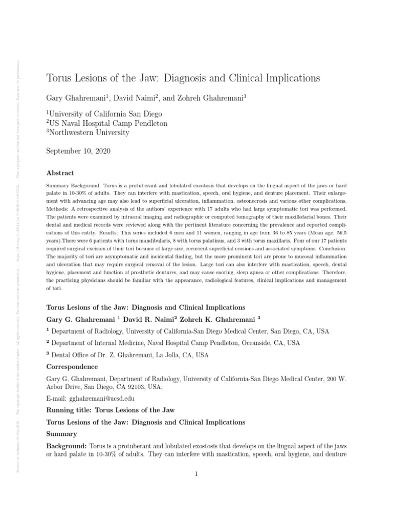 Tori Exostosis | PDF | Dentistry | Dentures